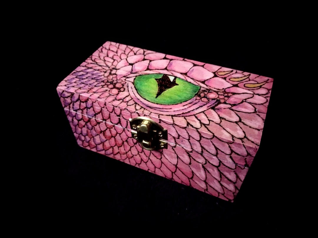 Pink Dragon's Eye Box: a Decorative, Wood-burned, Trinket, Jewelry ...