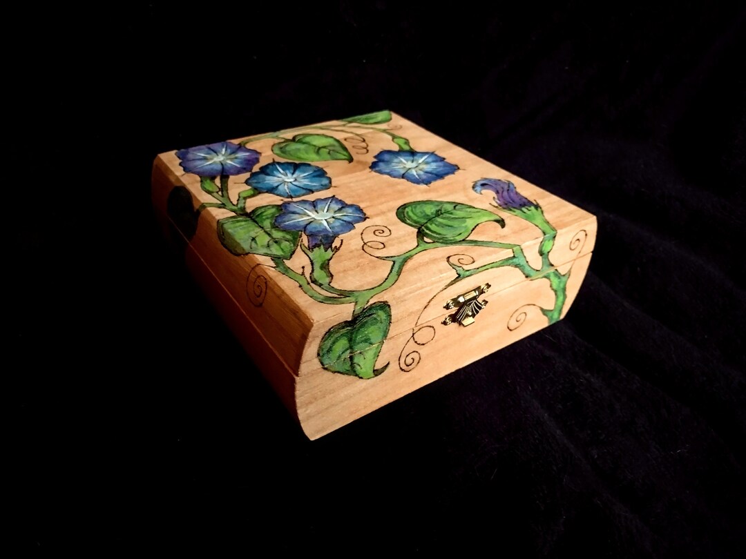 Morning Glory Box: a Wood Burned, Floral Home Accent for Keepsakes ...