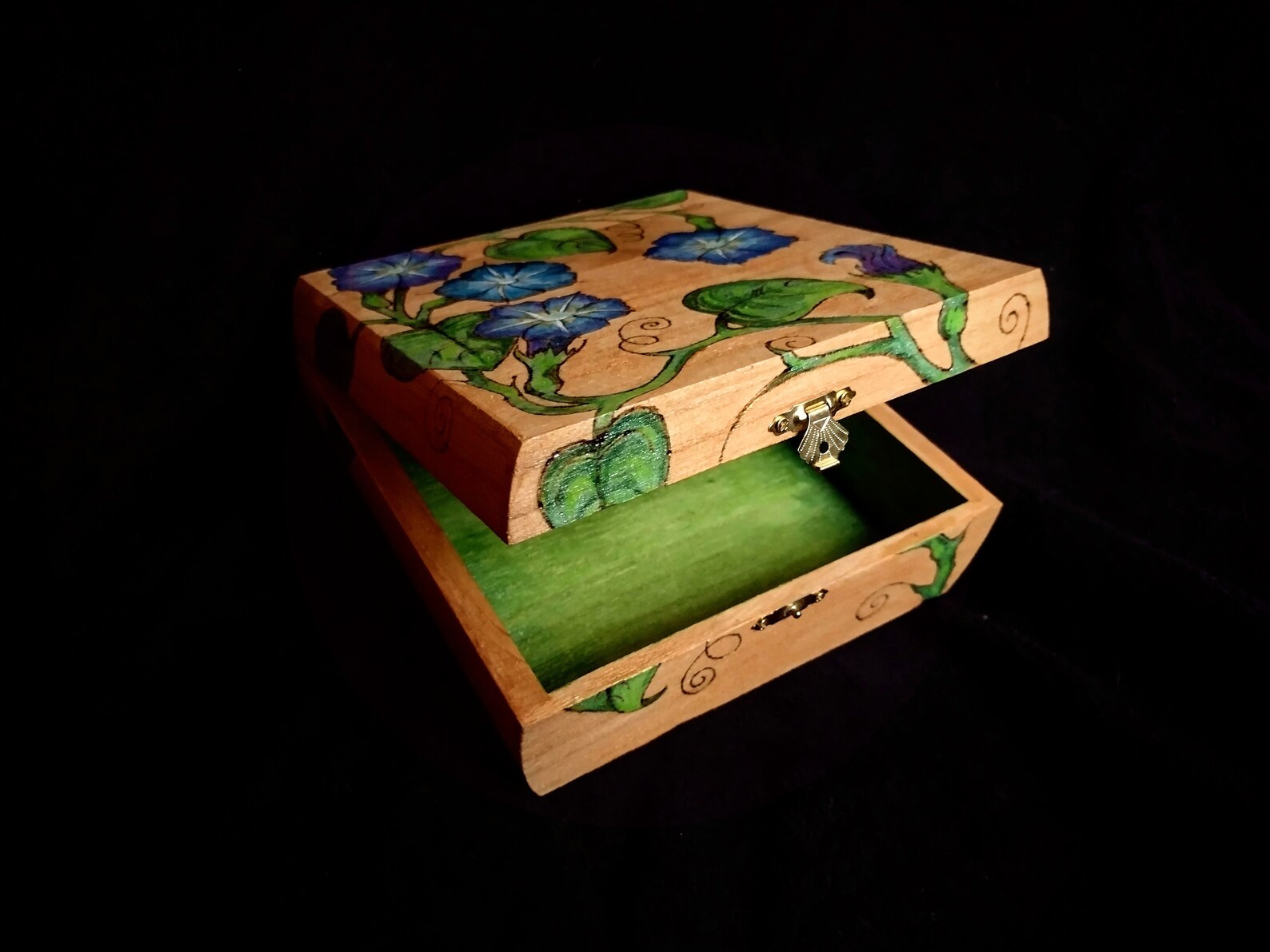 Morning Glory Box: a Wood Burned Floral Home Accent for - Etsy