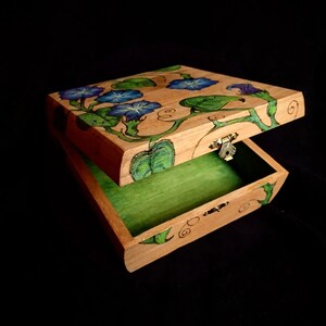 Morning Glory Box: a Wood Burned, Floral Home Accent for Keepsakes ...