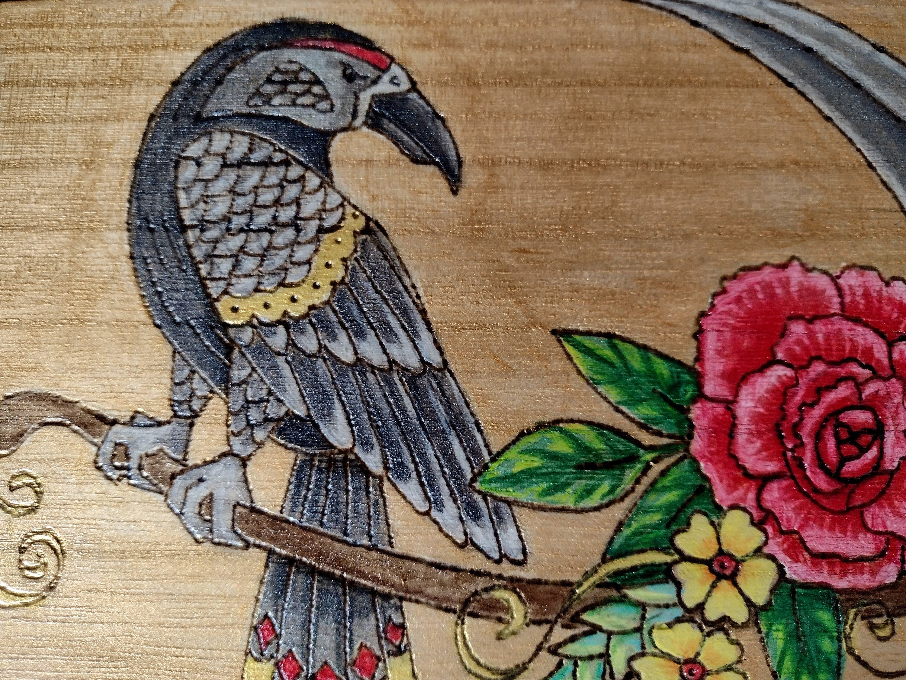 Raven and Scythe Box: a Traditional Tattoo Style, Wood Burned Box for ...