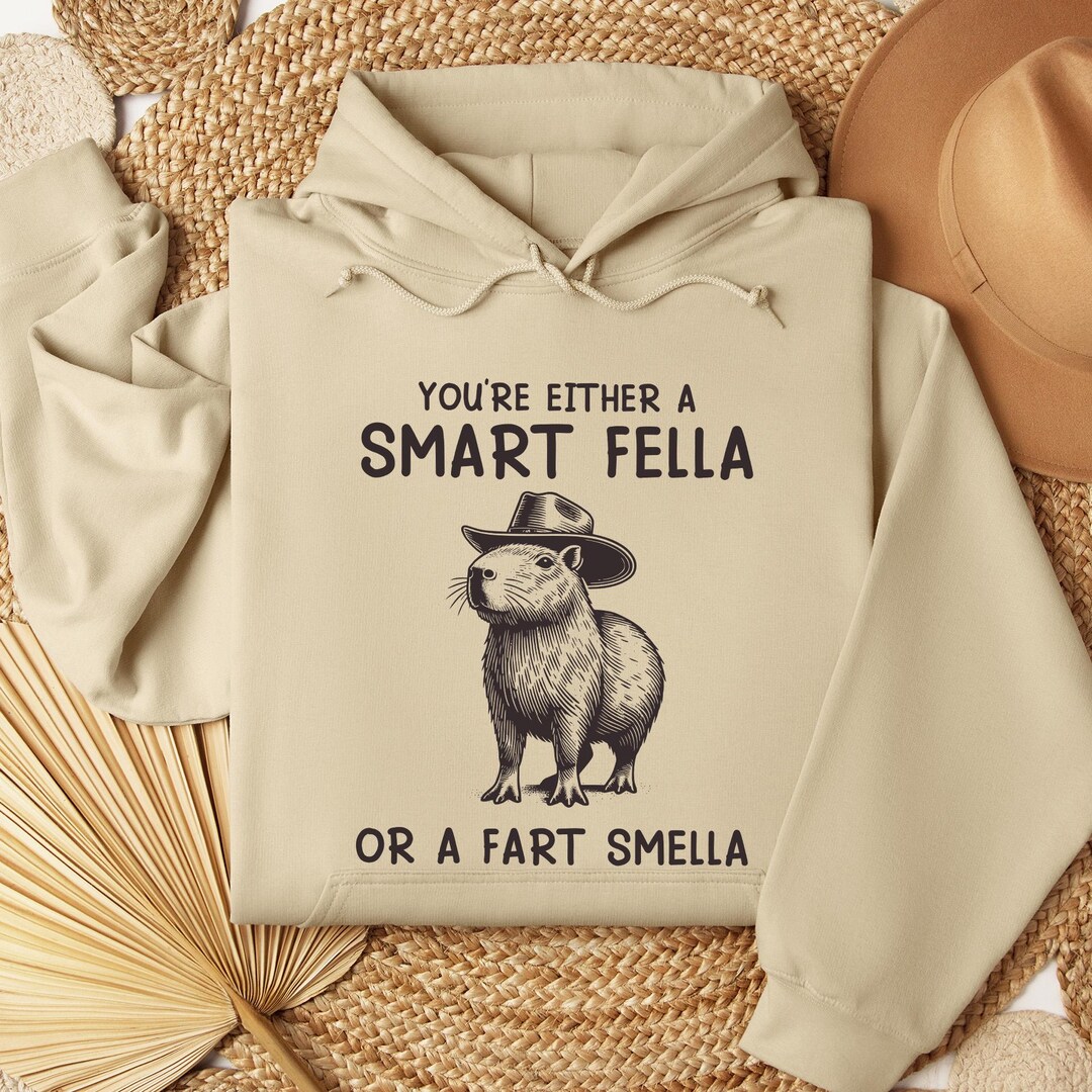 Smart Fella Capybara Hoodie: Funny Rodent Western Graphic - Etsy