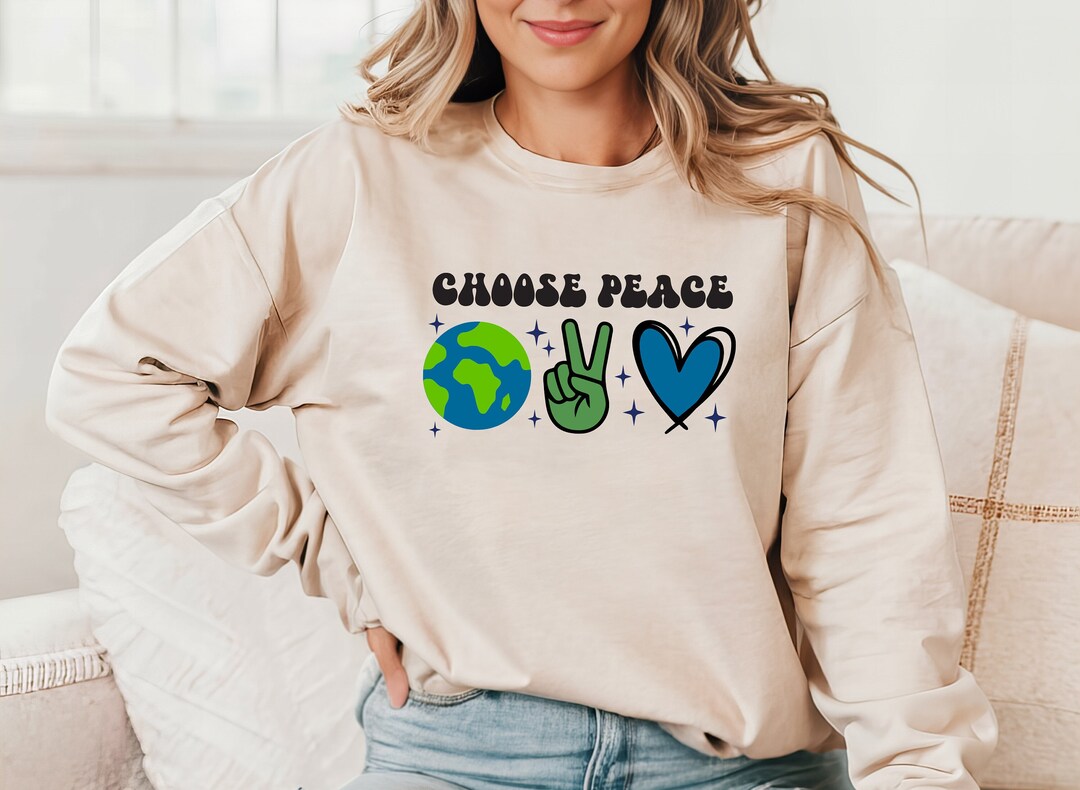 Peace Love Flowers Sweatshirt: Inspirational World Peace Sweater - Etsy
