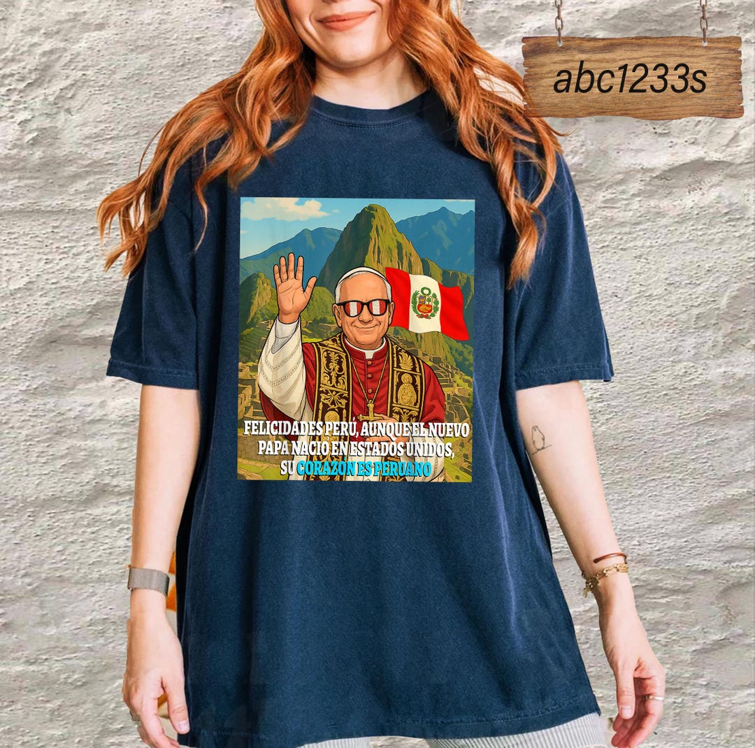 Pope Leo XIV Peru Usa Pope Leo Peruvian Flag T-shirt, Christian Apparel ...