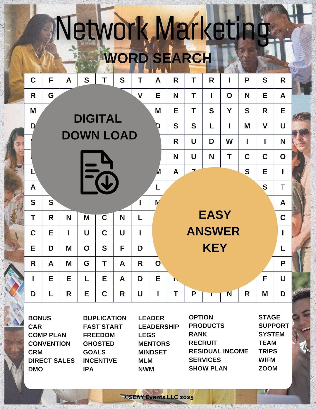 Network Marketing Word Search Puzzle: 35 Words Associated With NWM (PDF ...