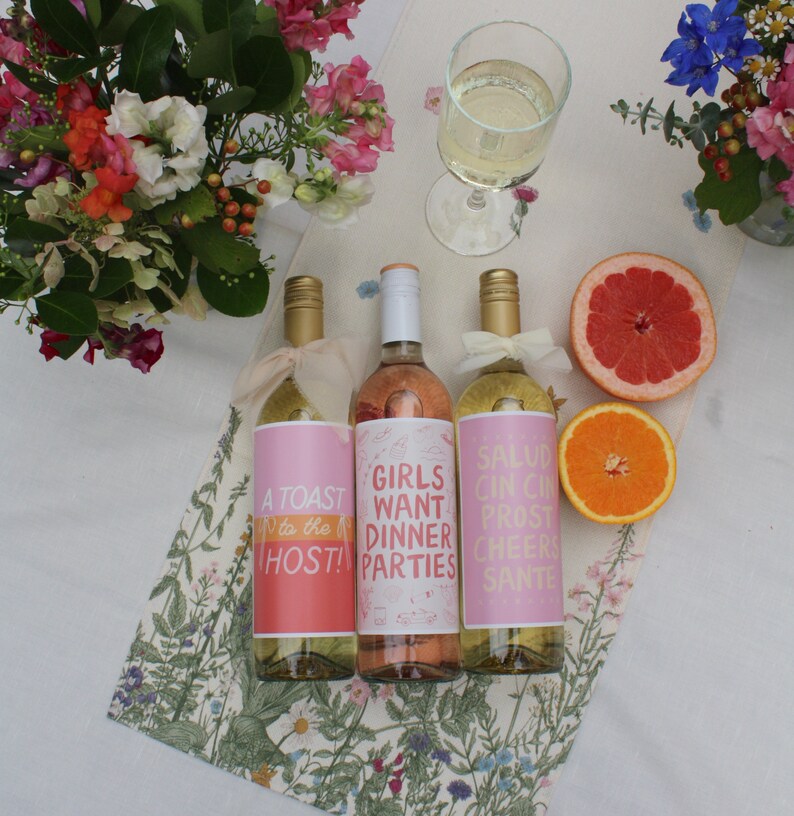 Toast to the Host Wine Bottle Label Gift Dinner Party Decor for Outdoor ...