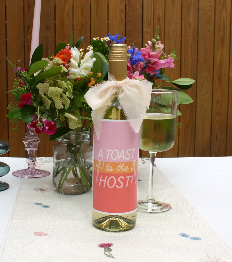 Toast to the Host Wine Bottle Label Gift Dinner Party Decor for Outdoor ...
