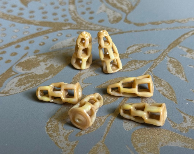 Vintage Antique Unique Beige/tan Glass Beads 23/10mm - Etsy