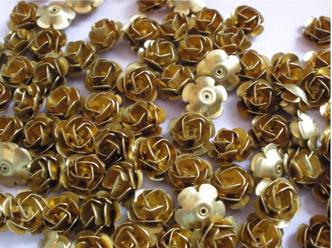 12 Vintage Brass High Quality Rose Beads American Made 1960’s 12mm - Etsy