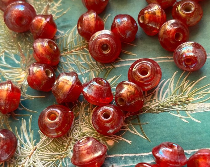 48 - Vintage Glass Beads 11/7mm Blood Orange AB Beads From India - Etsy