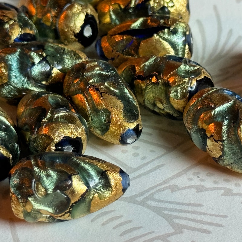 Gold Glass Beads - Etsy