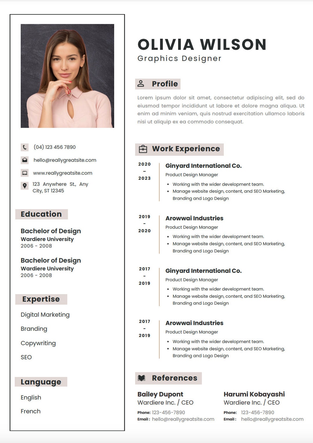 Modern, Sleek Resume Template - Etsy