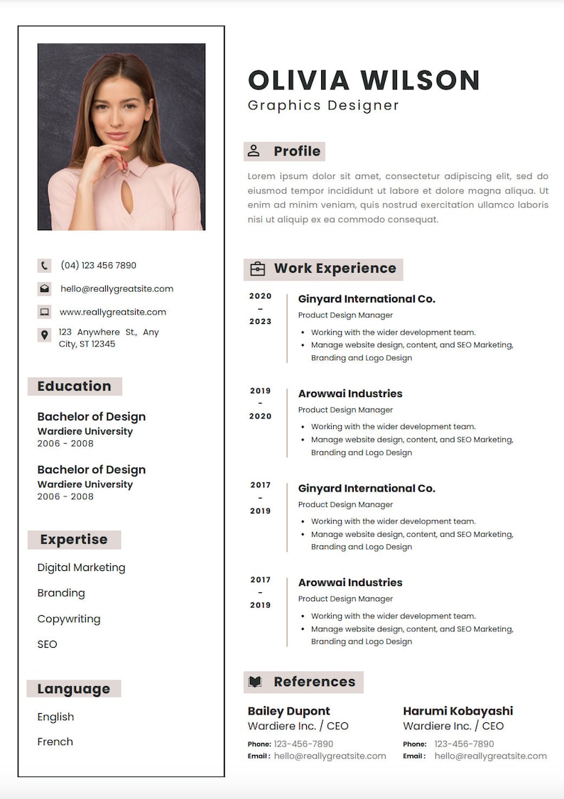 Modern, Sleek Resume Template - Etsy