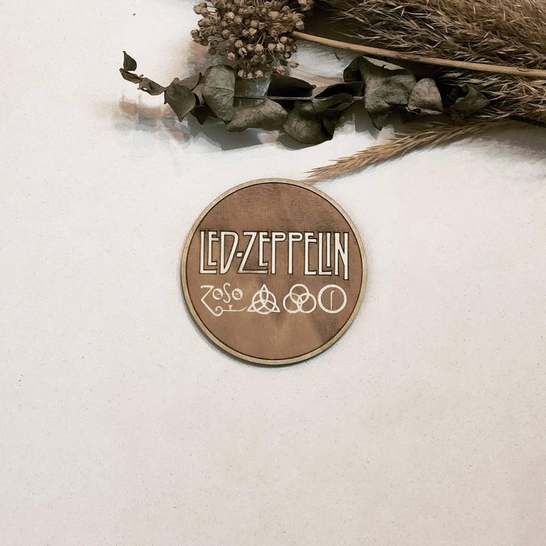 Personalized Led Zeppelin Wooden Coasters Laser Engraved Set of 6 ...