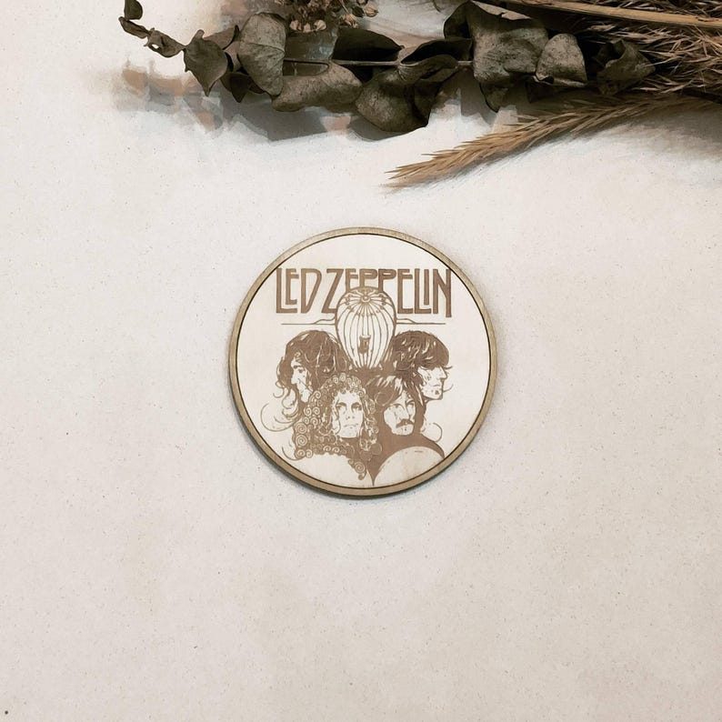 Personalized Led Zeppelin Wooden Coasters Laser Engraved Set of 6 ...