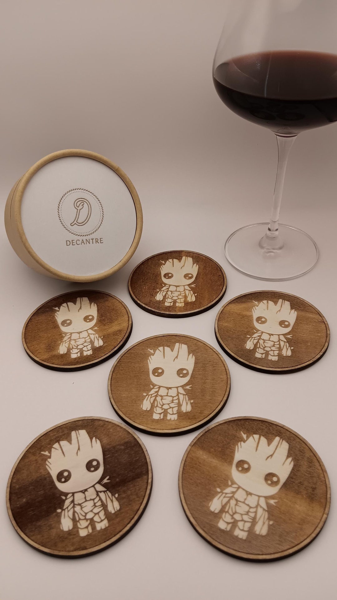 Cute Coasters Set of 6 With Holder, Adorable Character Themed, Nerdy ...