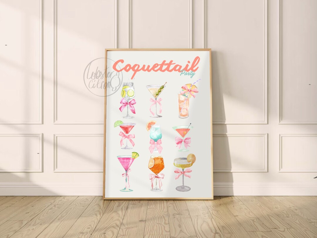 Coquette Cocktail Printable Poster, Wall Art Poster, Printable Wall Art ...