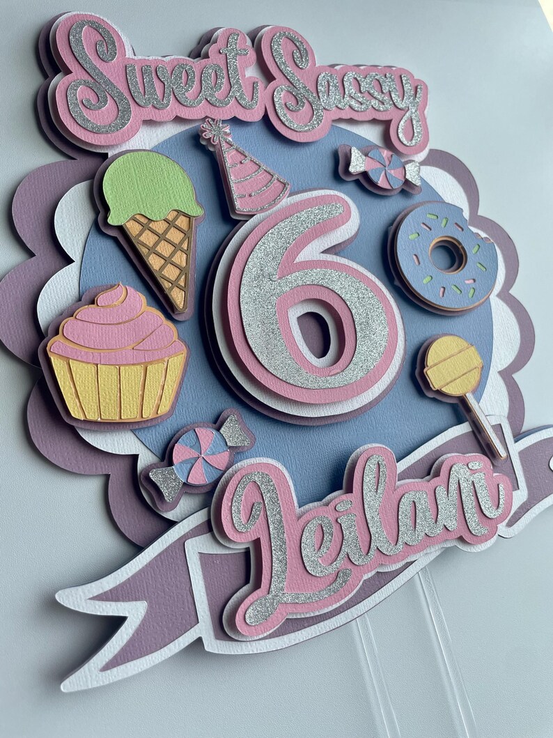 Personalized, Sweet, Sassy, SIX Cake Topper - Etsy