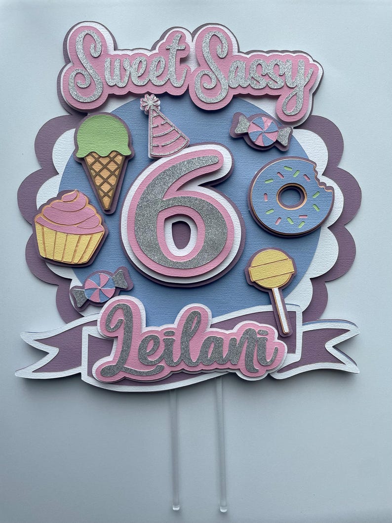 Personalized, Sweet, Sassy, SIX Cake Topper - Etsy