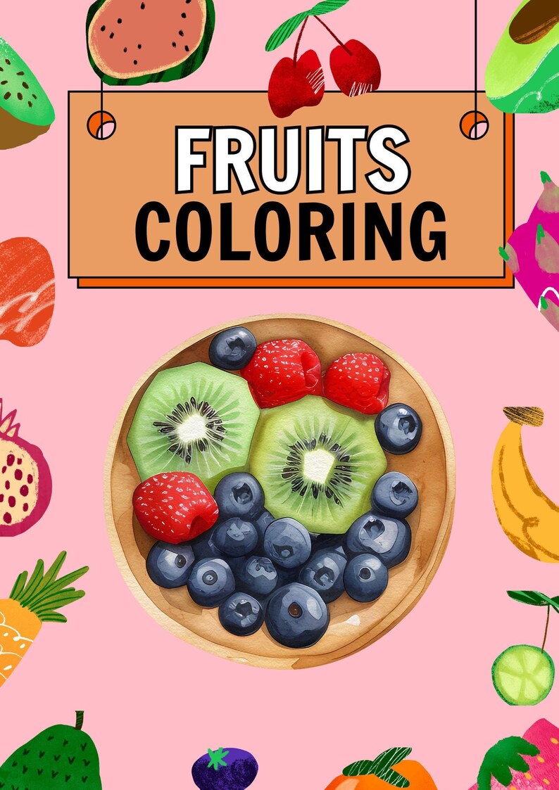 15 Fruits Printable Coloring Pages - Etsy