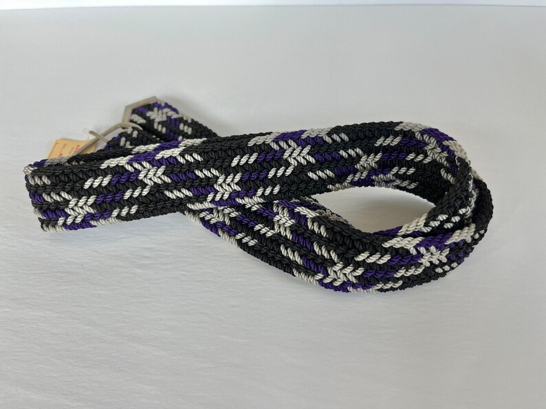 Western Nylon Cord Braided Belt. Black With Gray and Purple. - Etsy