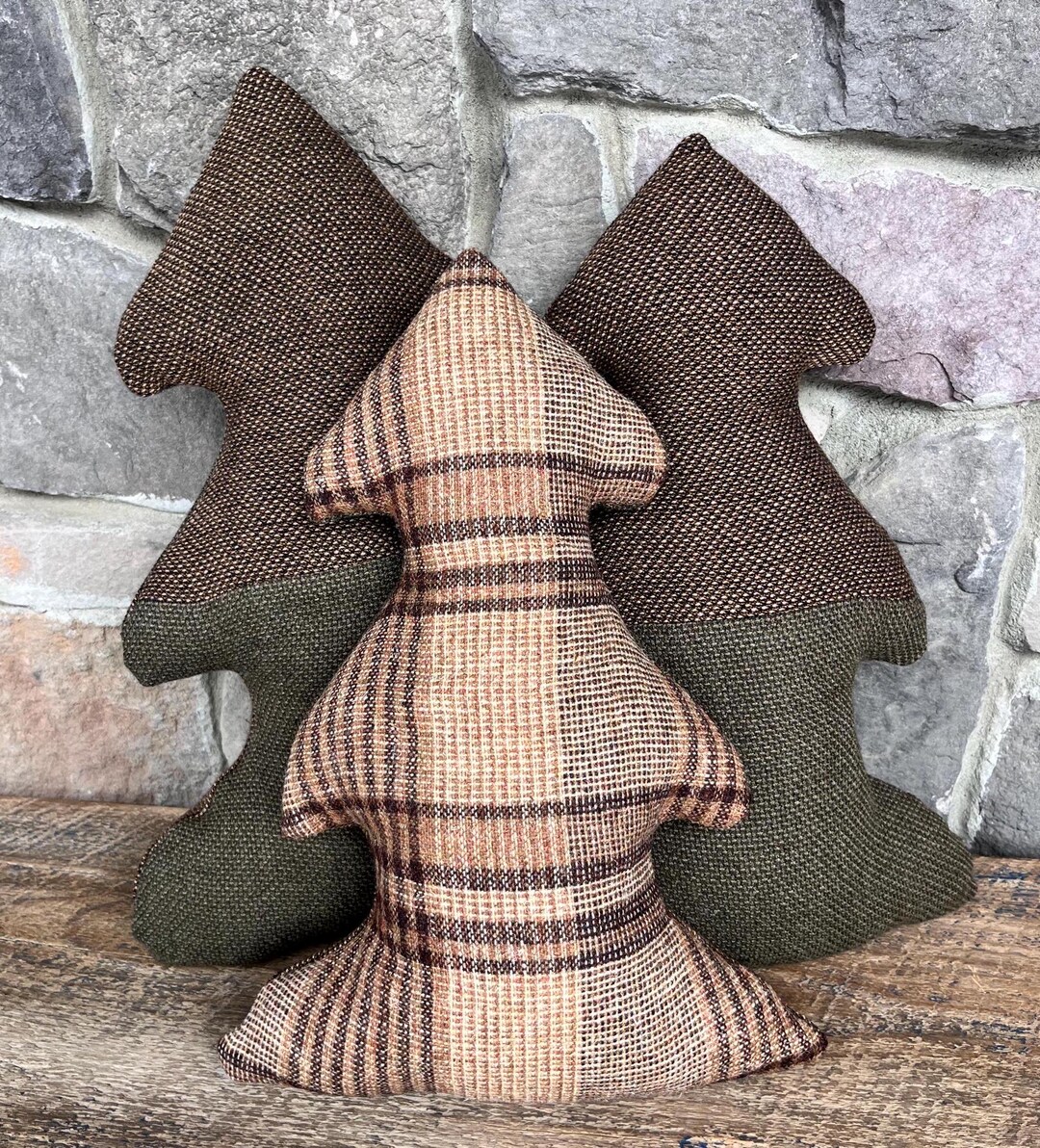 3 Wool Tree Pillows, Tweed / Rustic / Primitive / Whimsical, Set of 3 ...