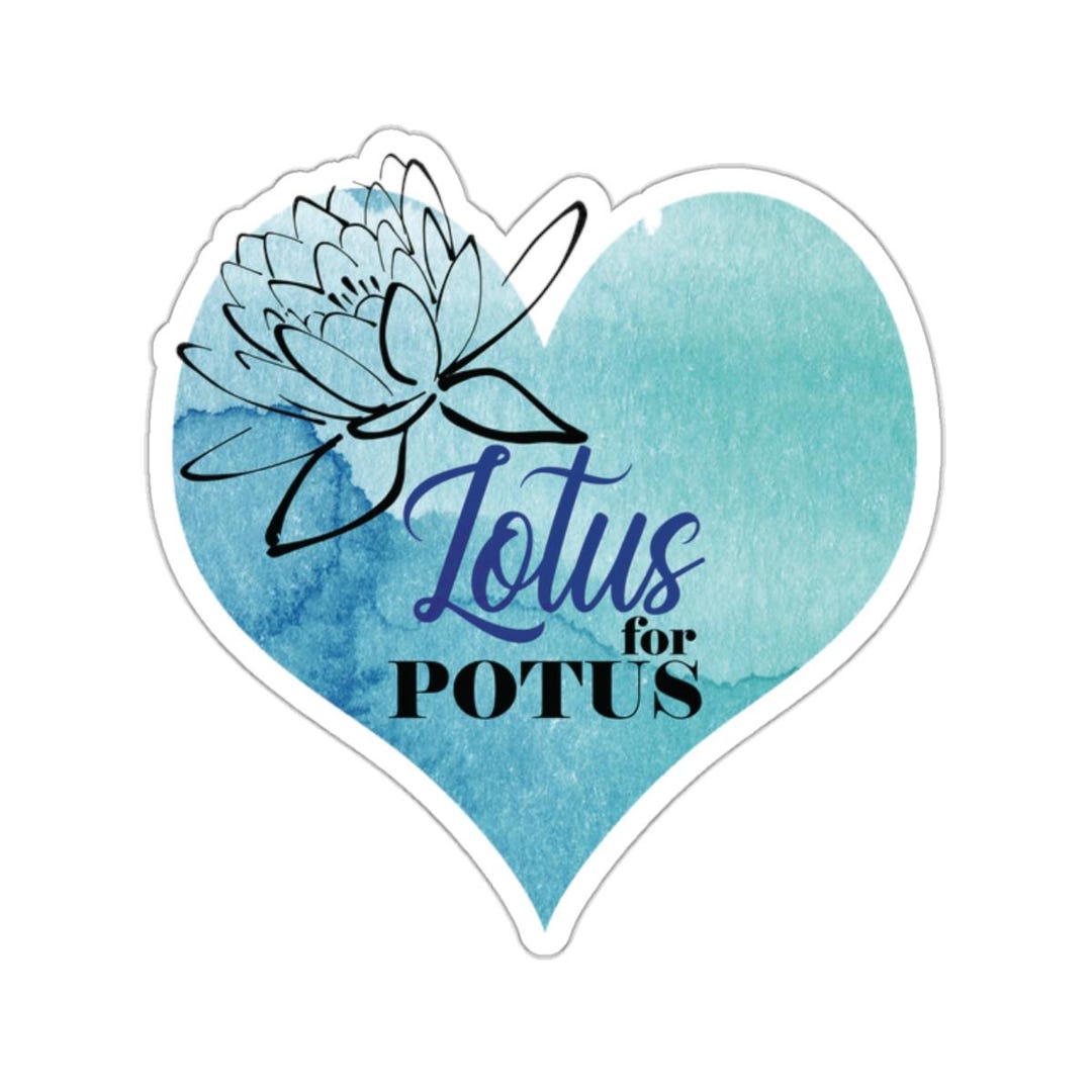 Lotus for POTUS Sticker Watercolor Blue Heart With Lotus Flower Kamala ...