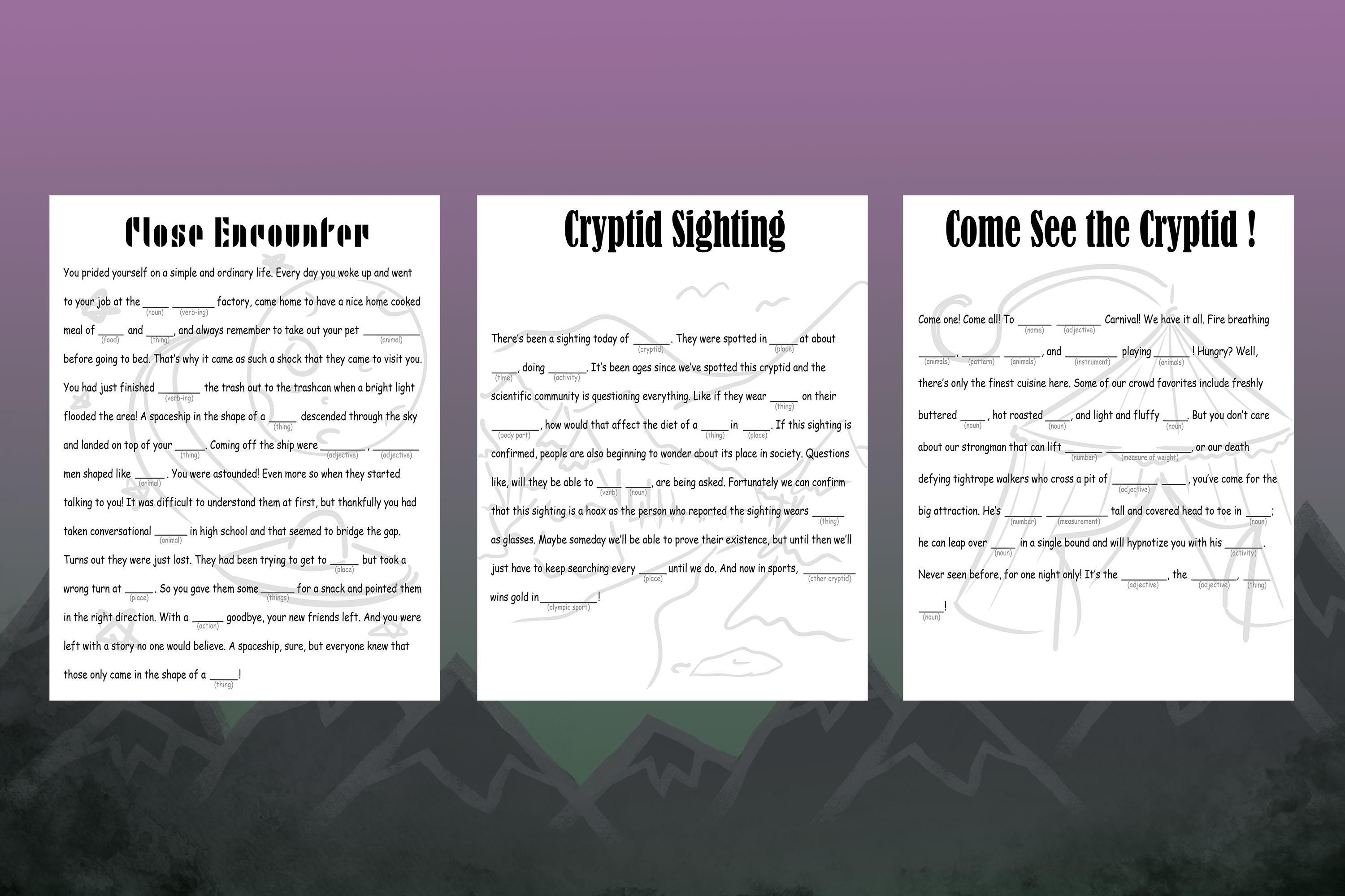 Printable Cryptid Activity Pages - Instant Digital Download - Etsy