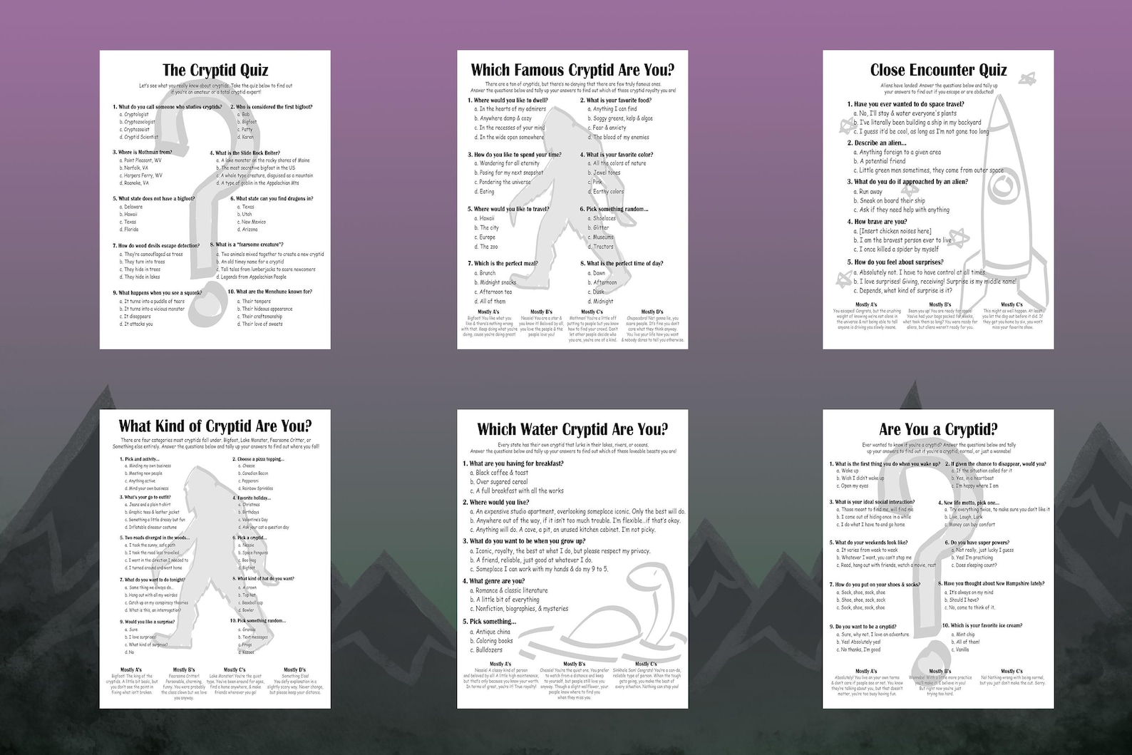 Printable Cryptid Activity Pages - Instant Digital Download - Etsy