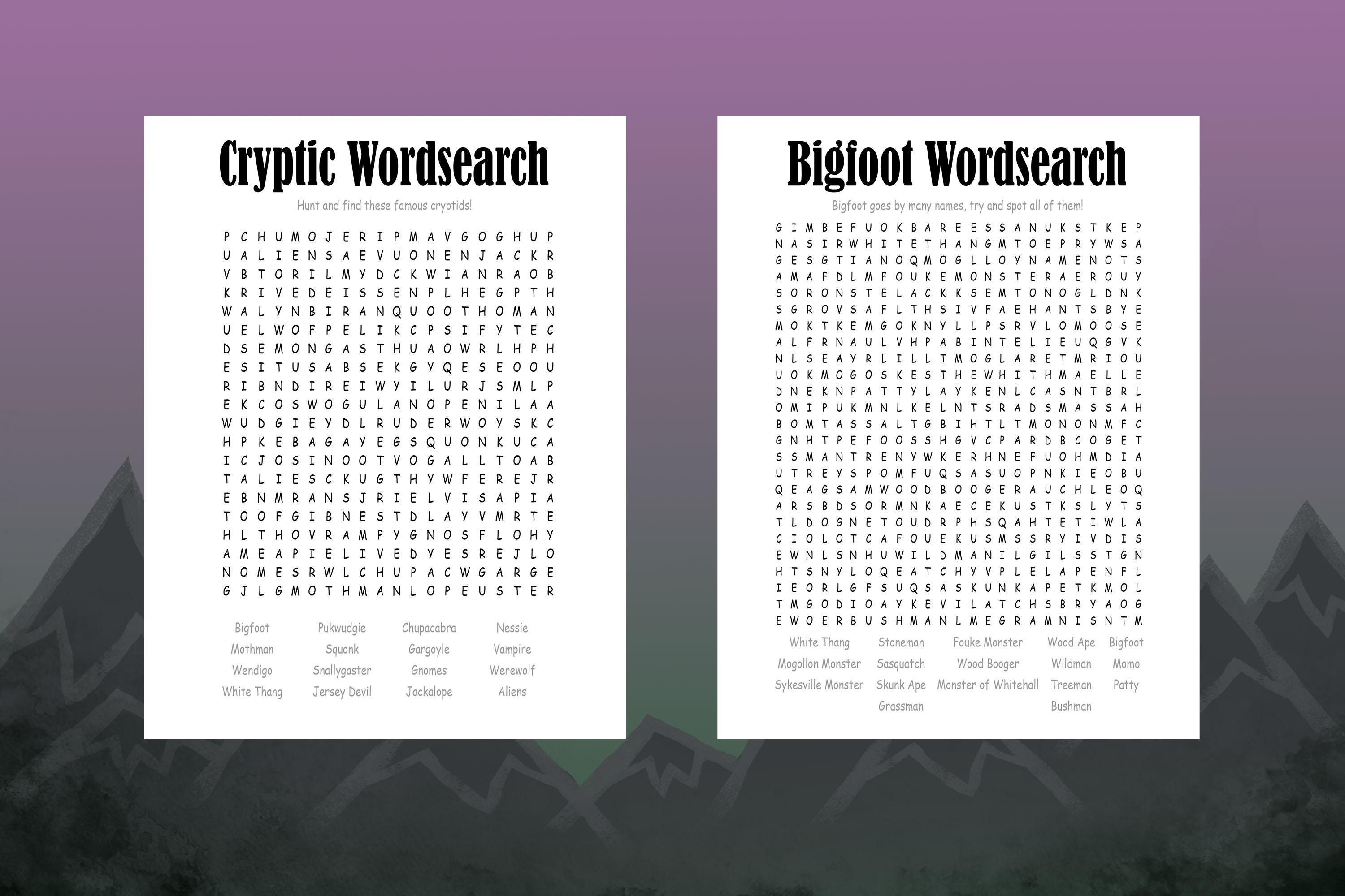 Printable Cryptid Activity Pages - Instant Digital Download - Etsy