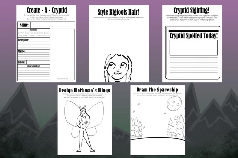 Printable Cryptid Activity Pages - Instant Digital Download - Etsy