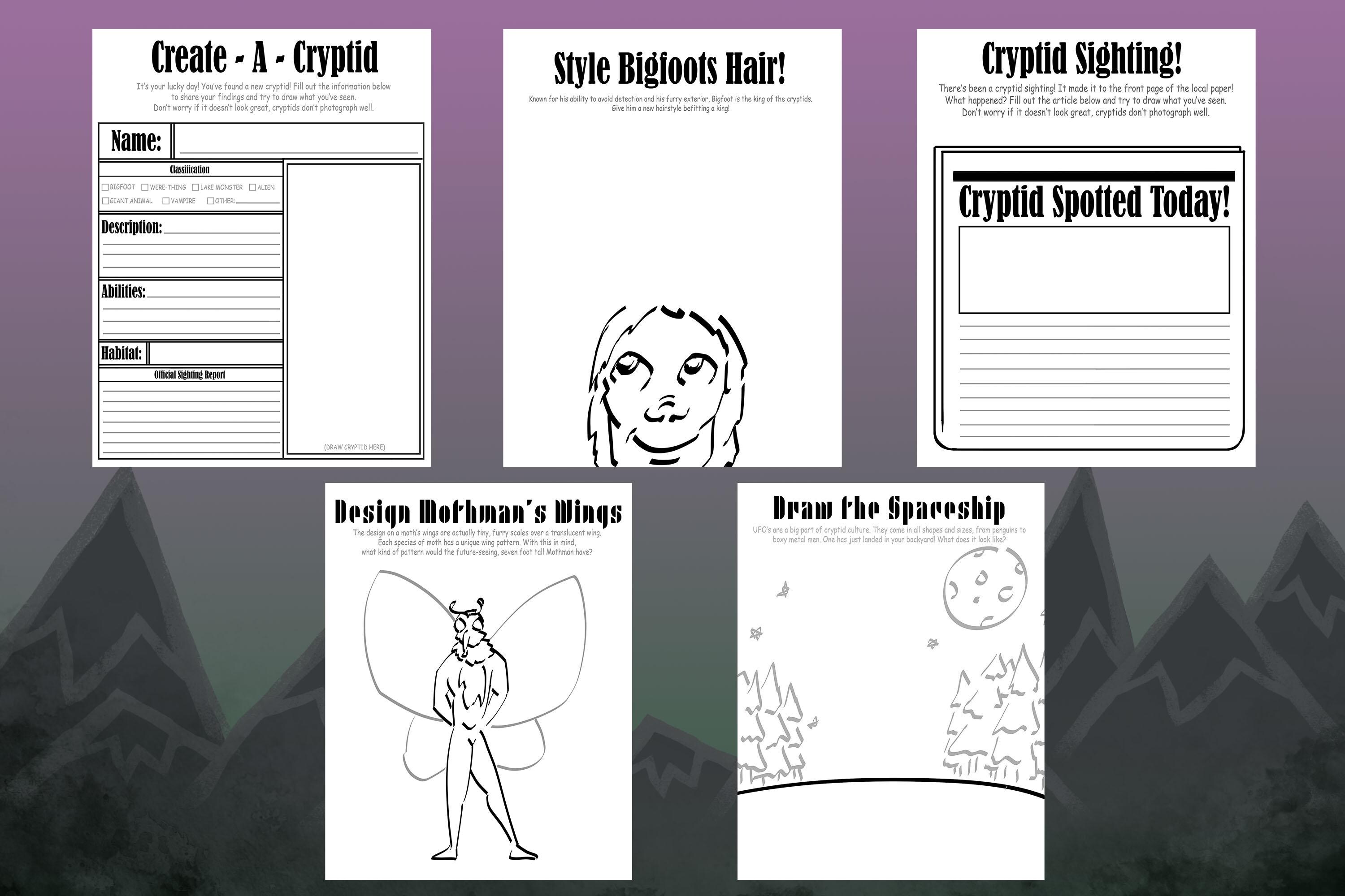 Printable Cryptid Activity Pages - Instant Digital Download - Etsy