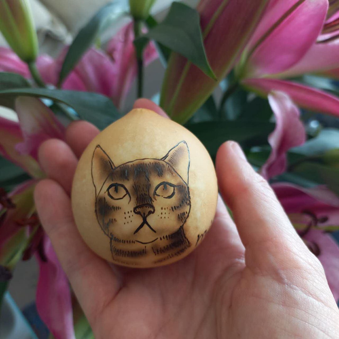 Gourd Pyrography Custom Pet Portrait, Personalized Pet Ornament ...