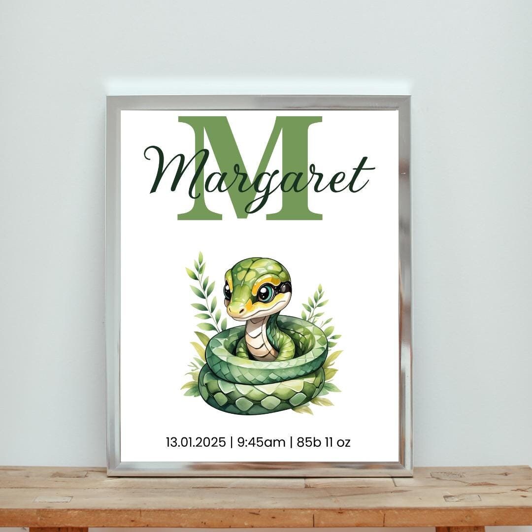 Personalized Name and Birth Date Print Perfect Gift for Newborns, Babys ...