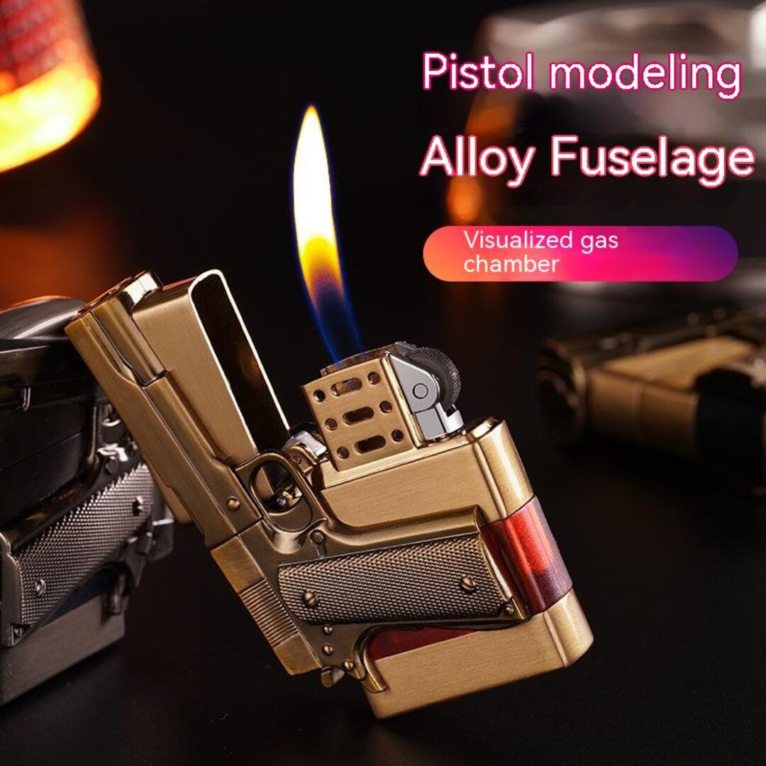 Pistol Shape Metal Gas Lighters With Gift Box Packaging - Etsy