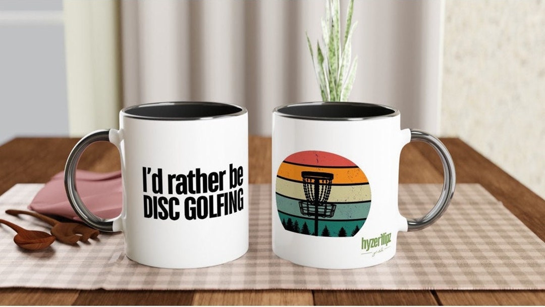 I'd Rather Be DISC GOLFING, Disc Golf Mug, Horizon Graphic and Basket ...