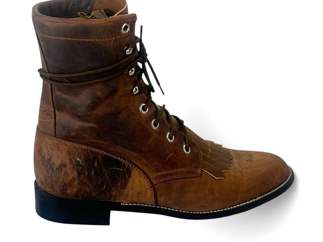 Vintage Justin Lace up Roper Kiltie Cowgirl Boots Women’s Sz 6.5B Made ...