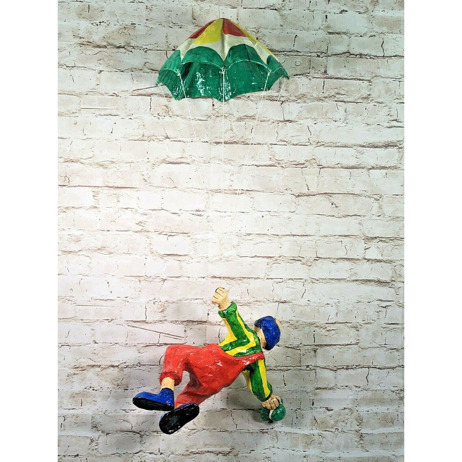 Vtg 70s Paper Mache Large 34''length Parachute Flying Clown Hanging ...