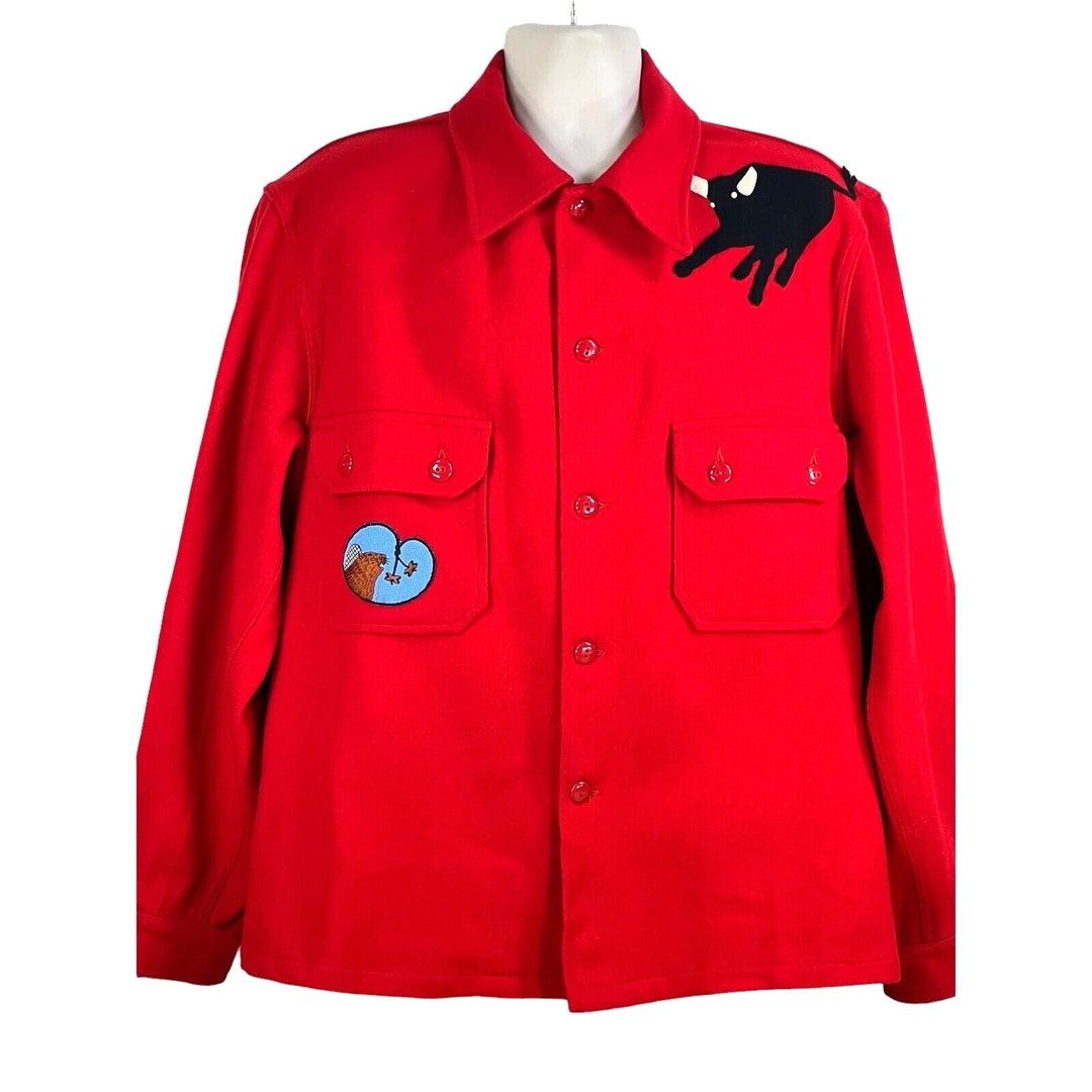 Vtg 70s Patches Boy Scouts of America Red Wool Official Jacket Shirt ...