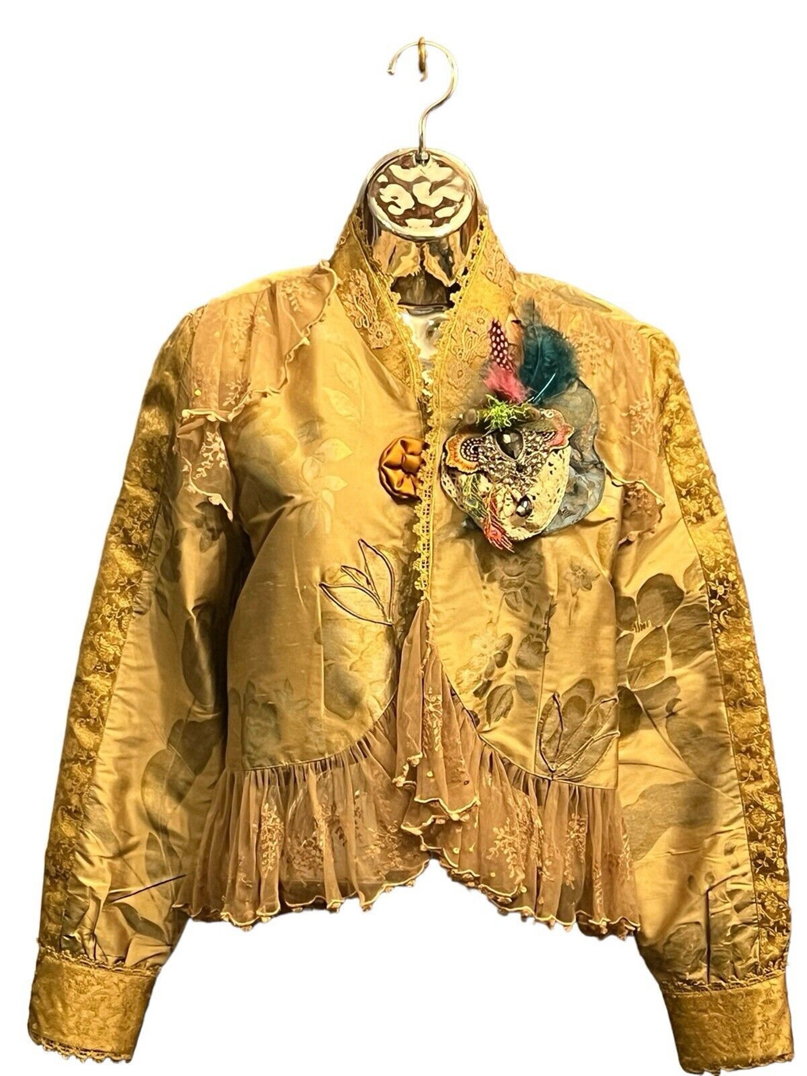 Art to Wear Hand Made Jeweled Fabric Collage Boho Victorian Statement ...