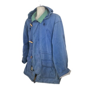 Vtg 90's Boat Works Mans Nautical Denim Detachable Hood Boating Jacket ...