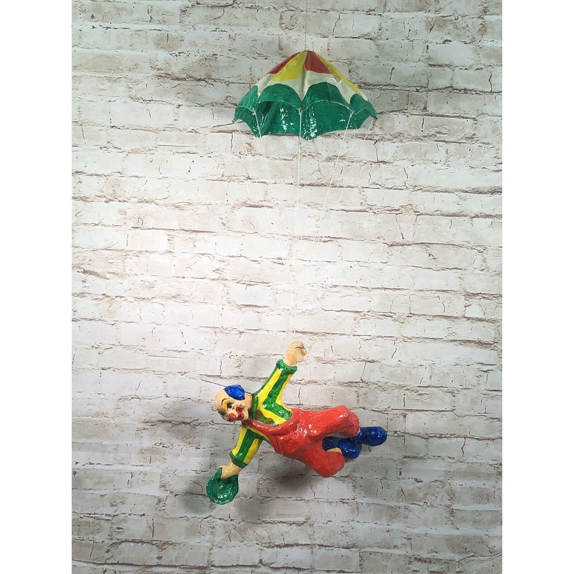 Vtg 70s Paper Mache Large 34''length Parachute Flying Clown Hanging ...