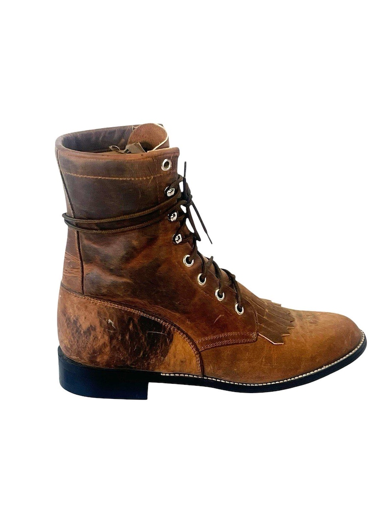 Vintage Justin Lace up Roper Kiltie Cowgirl Boots Women’s Sz 6.5B Made ...