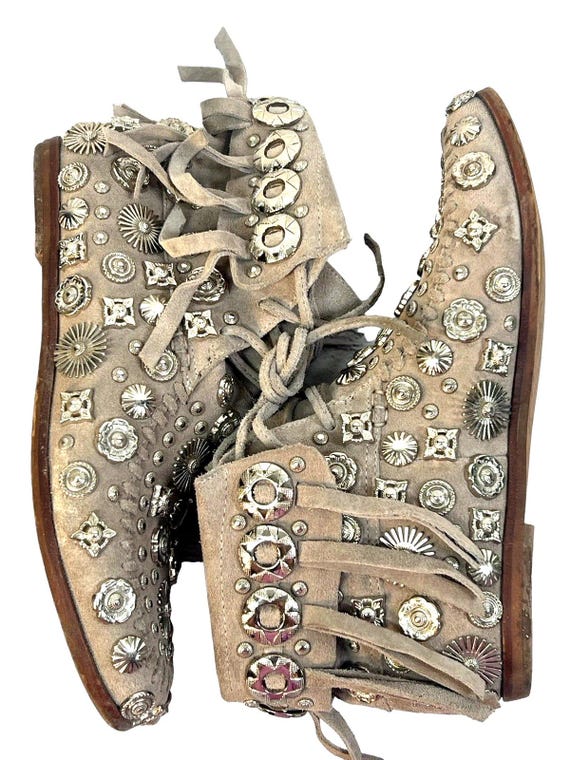 vtg y2k Jeffrey Campbell Gobi Desert Moccasin Studded… - Gem