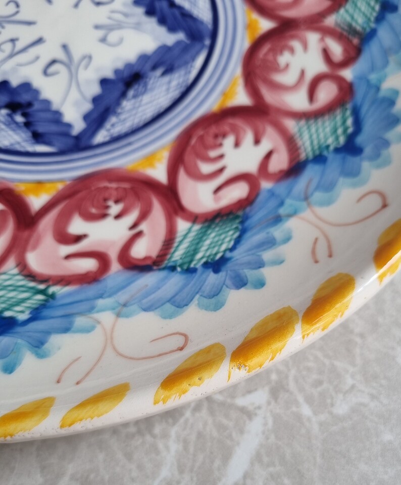 Large Vintage Hand Painted Mediterranean Plate, Portugal or Spain ...