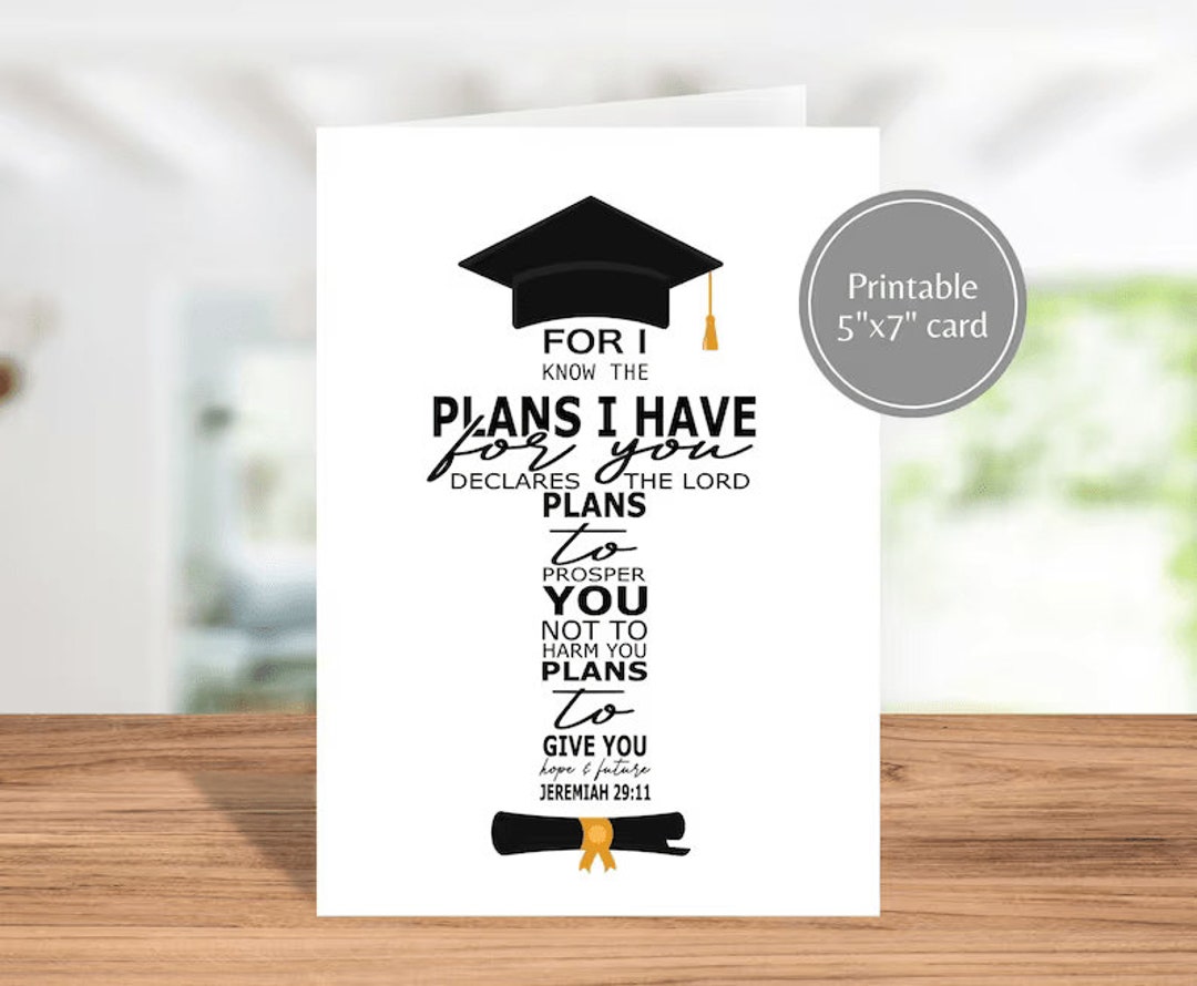 Printable Christian Graduation Card | Jeremiah 29:11 | Religious Card ...