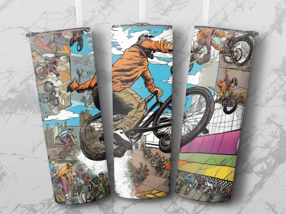 Cartoon BMX Tumbler Wrap, 20 Oz Skinny Tumbler, Sublimation Design ...