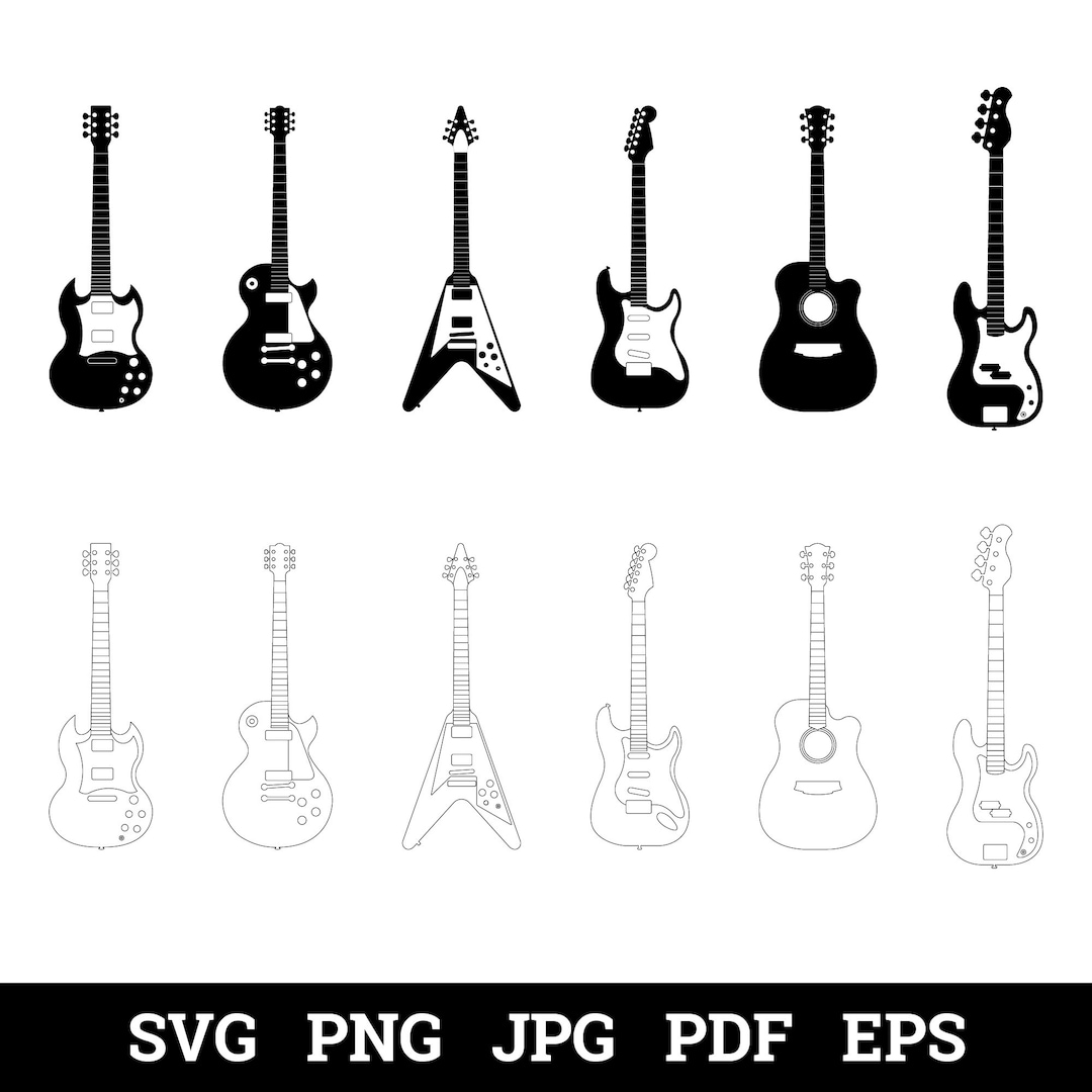 Guitar Bundle - 4 Electric Guitars, 1 Acoustic, 1 Bass | Digital Clip ...
