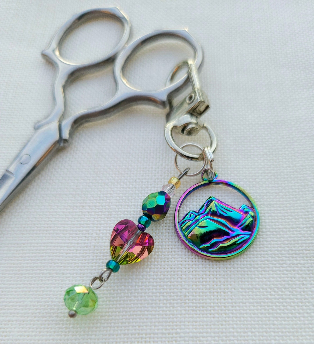 Beaded Scissor Fob, Mountain Love, Keychain, Bag Accessories - Etsy