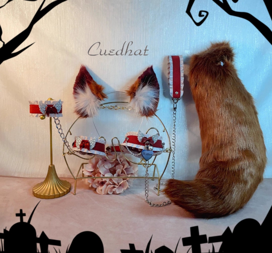 New Handmade Furry Animal Ears Headband and Tail, Halloween Cosplay ...